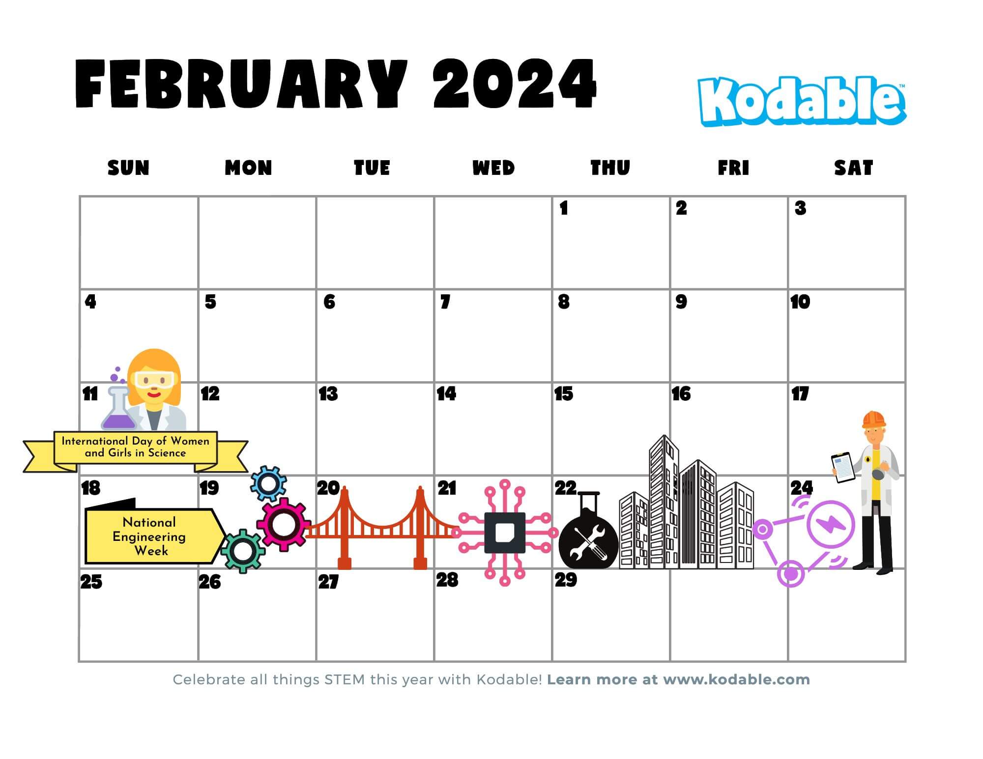 2023-2024 STEM Events Calendar and Holidays for Teachers | Kodable